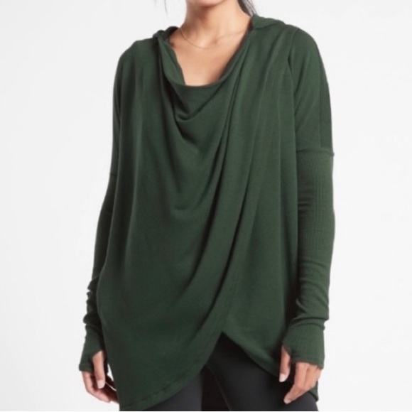 Athleta | Sweaters | Hooded Overlap Sweater With Pockets | Poshmark